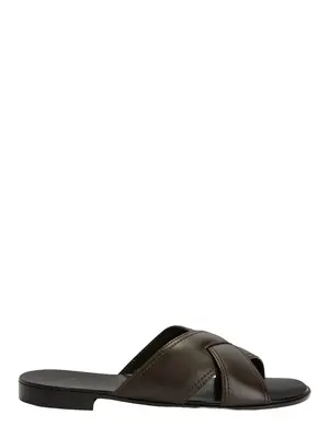 GIUSEPPE ZANOTTI Flavio Crossover-straps Leather Sandals - Brown