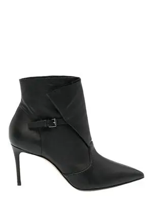 Casadei 80mm Buckled Leather Boots - Black