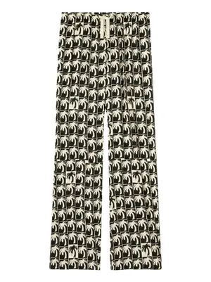 Palm Angels Palm-tree Print Wide-leg Trousers - Black