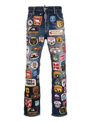 Dsquared2 Badge-appliqué Straight-leg Denim Jeans - Blue