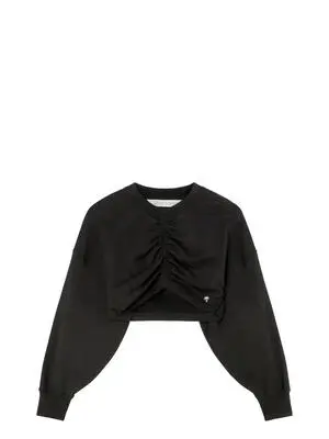 Palm Angels Ruched Cropped Sweatshirt - Black