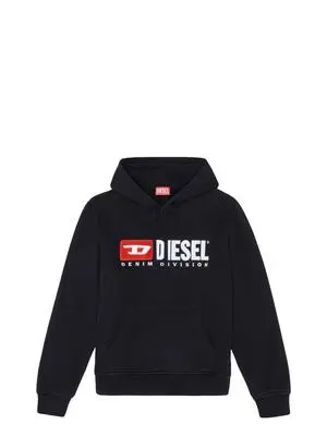 DIESEL S-ginn-hood-div Logo-appliqué Hoodie - Black