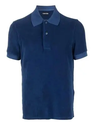 TOM FORD Towelling-finish Polo Shirt - Blue