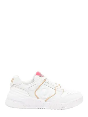 Just Cavalli Tiger Head-motif Leather Sneakers - White