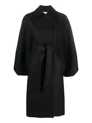 Harris Wharf London Tied-waist Virgin-wool Coat - Black