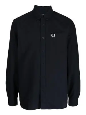 Fred Perry Oxford Logo-embroidered Cotton Shirt - Blue