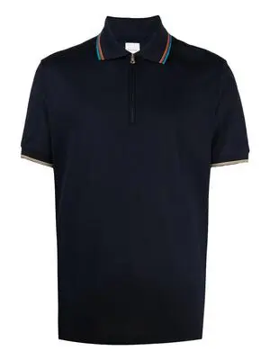 Paul Smith Rainbow Stripe-detail Cotton Polo Shirt - Blue