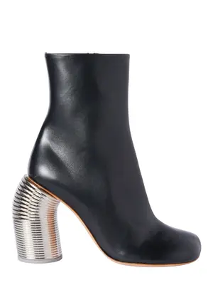 Off-White Leather Ankle Boots - Black
