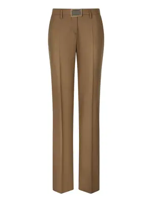 Dolce & Gabbana Logo-plaque Straight-leg Trousers - Brown
