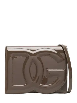 Dolce & Gabbana Dg Logo Patent Leather Crossbody Bag - Brown