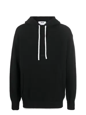 MSGM Contrasting Trim Drawstring Hoodie - Black