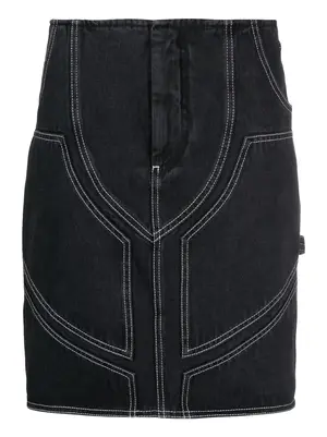 Off-White Contrast-stitch Denim Mini Skirt - Black