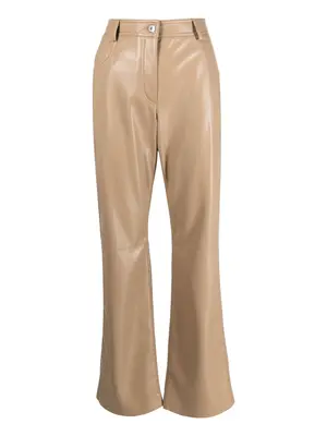 MSGM Faux-leather Trousers - Neutrals