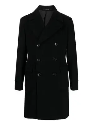 Tagliatore Double-breasted Wool-blend Coat - Black