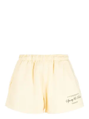 SPORTY & RICH Logo-print Mini Shorts - Neutrals