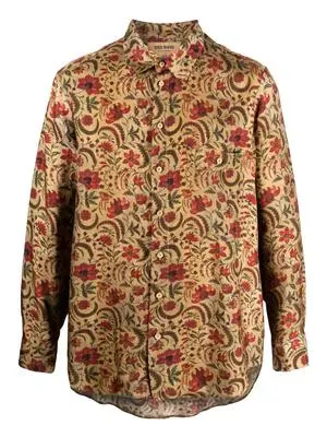 UMA WANG Floral-print Long-sleeved Shirt - Neutrals