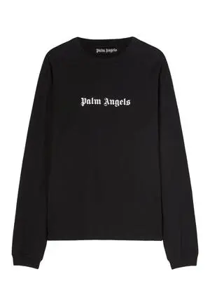 Palm Angels Embroidered-logo Long-sleeve T-shirt - Black