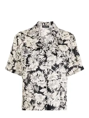 ANINE BING Floral-print Linen Shirt - Black