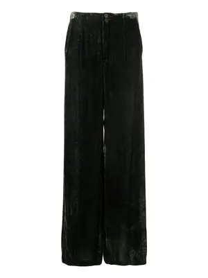 GENTRYPORTOFINO Velvet-effect Wide-leg Trousers - Green