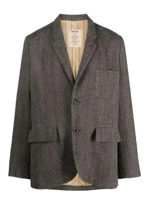 UMA WANG Herringbone-pattern Single-breasted Blazer - Neutrals