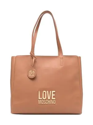 Moschino Logo Plaque Shoulder Bag - Brown