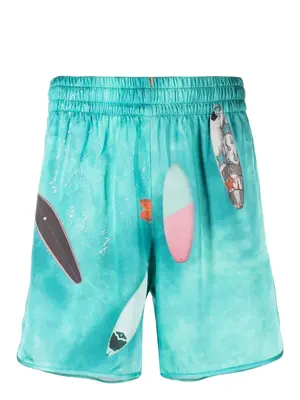 BLUE SKY INN Graphic-print Deck Shorts - Blue