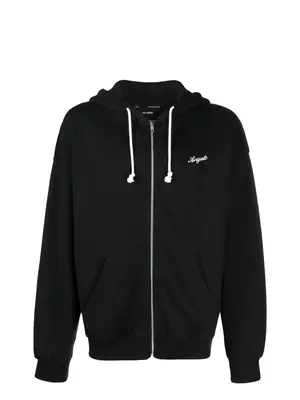Axel Arigato Embroidered-logo Zip-fastening Hoodie - Black