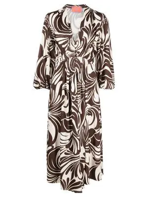 LA DOUBLEJ La DoubleJ Camerino Watermarble-Print Maxi Dress