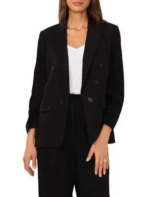 HALOGEN Scrunch Sleeve Double Breasted Blazer
