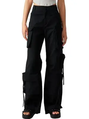 Steve Madden Duo Wide Leg Cargo Pants - Black