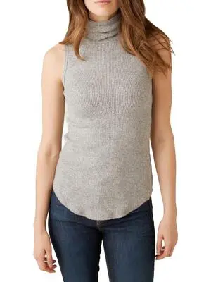 Fifteen Twenty Turtleneck Ribbed Sleeveless Sweater - Gray