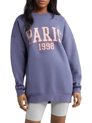 Bp. BP. Oversized Graphic Crewneck Sweatshirt Blue- Paris