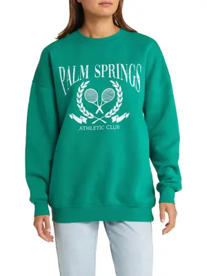 Bp. BP. Oversized Graphic Crewneck Sweatshirt Green Jade