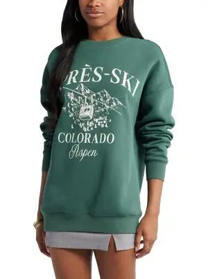 Bp. BP. Oversized Graphic Crewneck Sweatshirt Green- Colorado