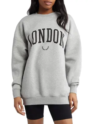 Bp. BP. Oversized Graphic Crewneck Sweatshirt Grey- London