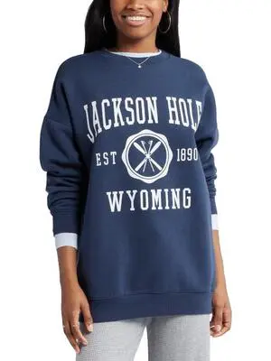 Bp. BP. Oversized Graphic Crewneck Sweatshirt Navy- Wyoming