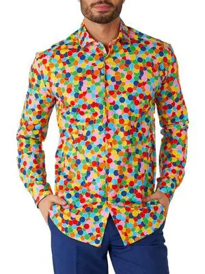 Opposuits Confetteroni Stretch Button-up Shirt - Red/green/blue/yellow Multi
