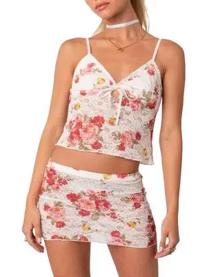EDIKTED Portofino Floral Lace Camisole - White Multi