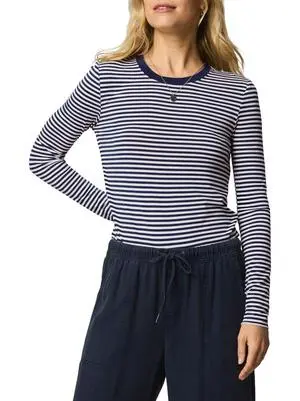 Splendid Stripe Long Sleeve Tee - Navy/white