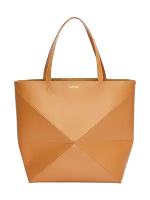 Loewe Puzzle Fold Large Leather Tote Bag - Warm Desert