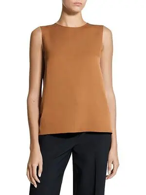 Theory Silk Sleeveless Tank - Burnt Cognac