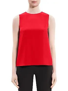 Theory Silk Sleeveless Tank Geranium