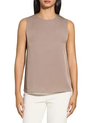 Theory Silk Sleeveless Tank Walnut