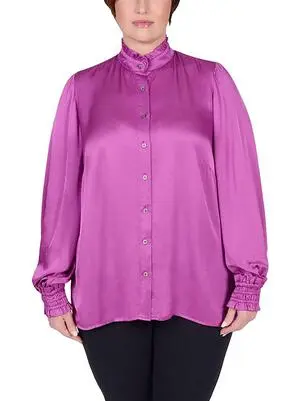 MAYES NYC Torie Ruffle Collar Blouse - Berry
