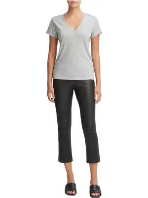 Vince Essential Pima Cotton V-neck T-shirt - Gray
