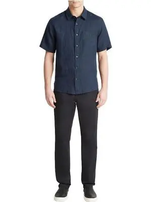Vince Linen Short-sleeve Shirt - Black