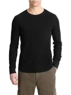 Vince Pima Cotton-blend Thermal Long-sleeve Pullover - Black
