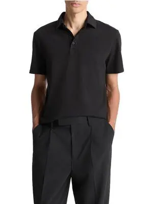 Vince Garment Dye Cotton Polo Shirt - Black
