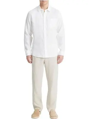 Vince Linen Long-sleeve Shirt - White