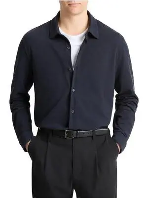 Vince Cotton Piqué Button-front Shirt - Blue